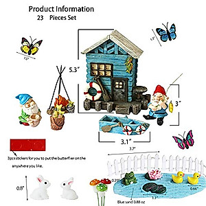 BangBangDa Miniature Fairy Garden Gnomes Decoration – Small Figurines Statue Accessories Gnome House for Outdoor Indoor Home Yard Patio Decor Ornaments Kit Fence Mushroom