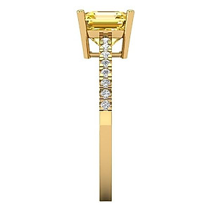 Clara Pucci 1.66 ct Asscher Cut Solitaire Canary Yellow Simulated Diamond Designer Anniversary Bridal Engagement Ring 14k Yellow Gold