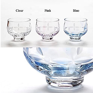 Tomi Craft, Otaru Kiriko Ochoko, Japanese Sake Cups, Beautiful Cut Glass, Craftsmen in Otaru Hokkaido, Hand Made in Japan, Tomi Glass OG101 (Pink)
