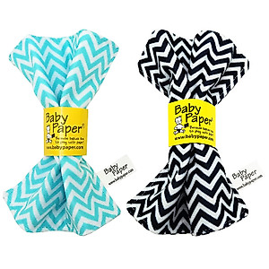 Baby Paper Original Crinkle Sensory Toy | Black and White Zig Zag and Turquoise Zig Zag 2-Pack | Crinkle Paper for Babies | Sensory Baby Toys