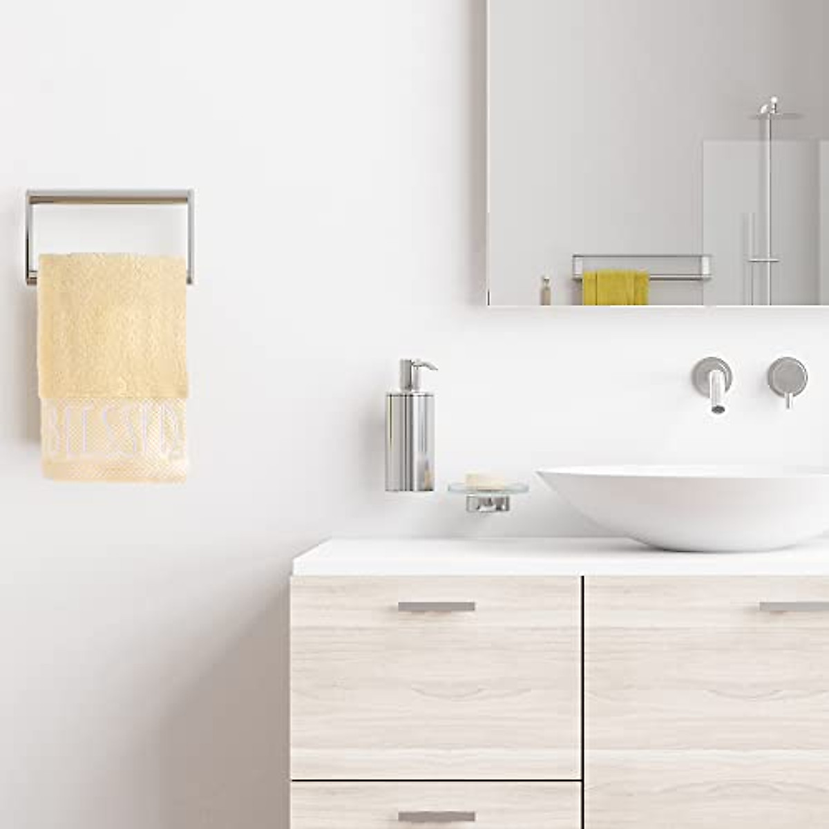 Rae Dunn Hand Towels, Embroidered Decorative Hand Towel for Kitchen and Bathroom, 100% Cotton, Yellow- Blessed/Family, 16"x 28"