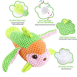 Cute Paws Cotton Plush Squeaky Dog Toys, Interactive Dog Chew Toys, Stuffed Puppy Chew Toys for Teeth Cleaning, Small,Middle,Large Dogs,Fish