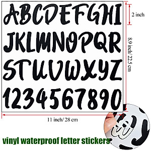 360 Pieces 10 Sheets Self Adhesive Vinyl Letter Number Stickers,Alphabet Number Stickers for Mailbox, Signs, Window, Door, Cars, Trucks, Home, Business, Address Number(Black,2inch)