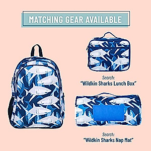 Wildkin 15-Inch Kids Backpack for Boys & Girls, Perfect for Early Elementary Daycare School Travel, Features Padded Back & Adjustable Strap (Sharks)