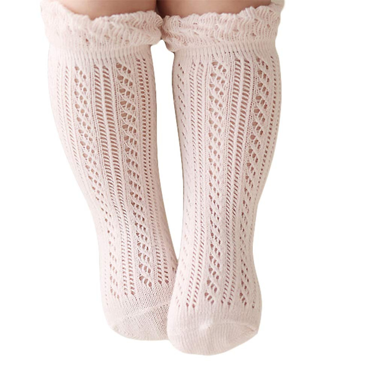 ACTLATI 3 Pairs Baby Girls Boys Knee High Socks Cotton Newborn Knit Stockings for 0-24 Months Infants Toddlers