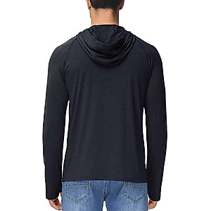 MAGCOMSEN Mens Uv Protection Shirts Long Sleeve with Hood Athletic Running Shirts Workout Sun UPF 50+ Fishing Shirts Quick Dry Hiking Shirts Black XL