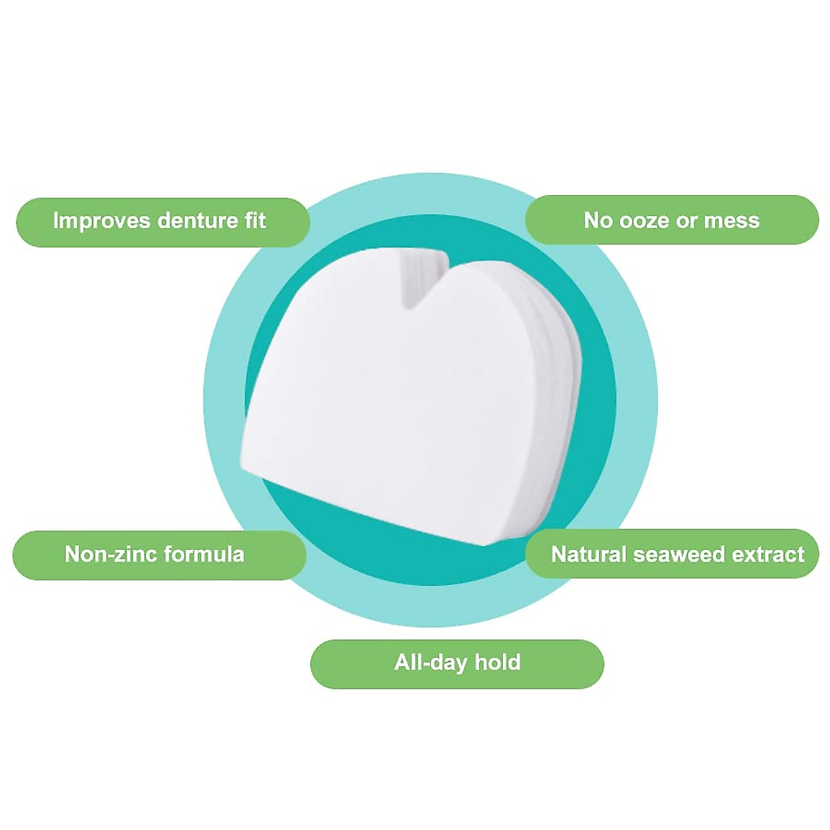 zorvo Secure Denture Adhesive Seals Uppers adn Lower, Zinc Free Denture Adhesive Coushion, All Day Hold Denture Adhesive Pads 120pcs (Upper)