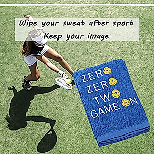 LEVLO Funny Pickleball Gifts Zero Zero Two Game On Sport Towles for Pickleball Lovers Embroidered Teem Hand Towel (Zero Zero Two Game On)