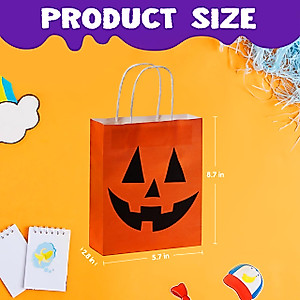 JOYIN 24 Pcs Halloween Colorful Bags with Handles, Paper Gift Bags for Trick-or-Treating, Halloween Party Favors and Supplies, Halloween Goodie Bags, Halloween Candy Bags