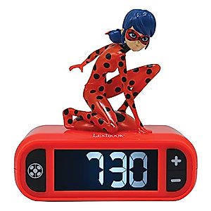 Lexibook - Miraculous Digital Alarm Clock with Night Light Snooze, Clock, Luminous Ladybug, Red colour - RL800MI