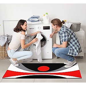 Red and Black Kitchen Rugs and Mats Abstract Art Kitchen Decor Set of 2 Kitchen Floor Mat Non-Slip Backing Washable Kitchen Rugs Set for Home Office Laundry (Red Black, 17"x29.5"+17"x47")