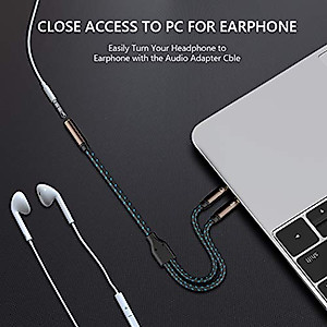 JewMod Headphone Splitter for 3.5mm Female to 2 Dual 3.5mm Male Headphone Mic Audio Y Splitter Cable Nylon-Braided Smartphone Headset to PC Adapter - (1Ft)