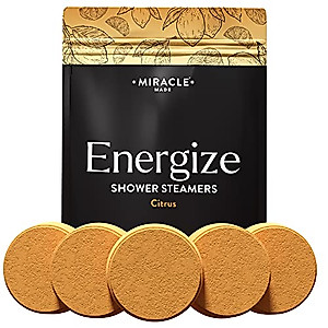 Miracle Made Aromatherapy Shower Steamers – 15 Tablets Citrus Shower Bombs with Natural Essential Oils Bombs for Mood Booster Self Care Relaxation Daily Use Vapor Bath Bombs for Women Men Moms