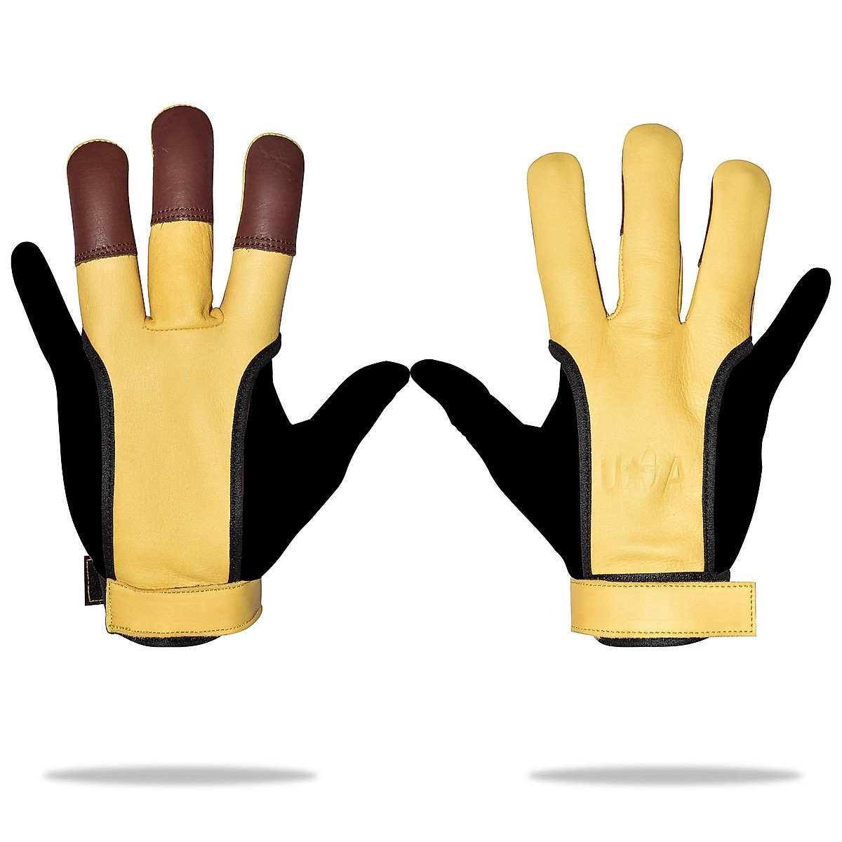 UNIVERSE ARCHERY Leather Archery Glove | Handmade Shooting Hunting Three Finger Gloves | Recurve Bow Archery Cow Hide Leather Gloves | Excellent Fitting