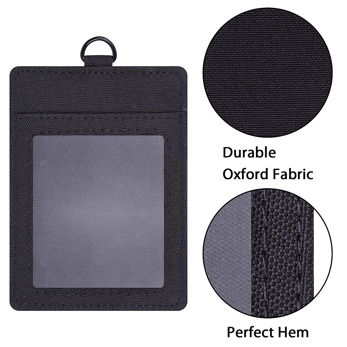 ID Badge Holder, Wisdompro Durable 23 inch Heavy Duty Lanyard with ID Holder, Safety Breakaway Detachable Buckle, Swivel Metal Hook, 1 Clear ID Window & 2 Credit Card Slot - Vertical Black