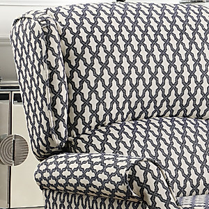 Rosevera Kelly Victoria Padded Push Back Recliner Chair for Living Room and Bedroom, Navy Blue