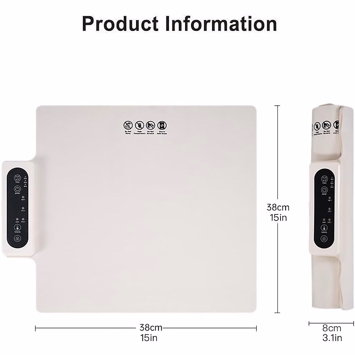 Tempmaster Adjustable Warming Tray, 2024 New Tempmaster Warming Mat, Foldable Miller Market Food Warmer, Timed Heating Function, Non-Slip, 3 Temperature Settings, for Fast Heating Food (White-S-1pcs)