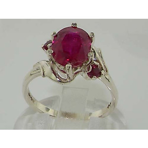 925 Sterling Silver Natural Ruby Womens Trilogy Ring - Sizes 4 to 12 Available