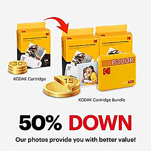 KODAK Mini 3 Retro 4PASS Portable Photo Printer (3x3 inches) + 8 Sheets, Black