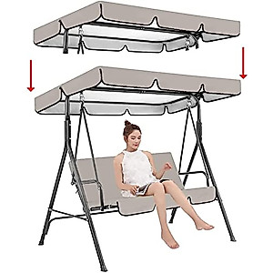 BTURYT Patio Swing Canopy Replacement Garden Hammock Cover,Waterproof 210D Oxford Swing Replacement Top Cover,2-3 Seater Furniture Covers(top Cover only)