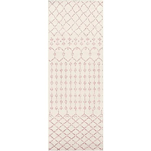 Hauteloom Glentana Moroccan Farmhouse Traditional Trellis Living Room Bedroom Area Rug - Bohemian Aztec Tribal Carpet - Light Pink, Beige, Cream, Blush - 5'3" x 7'3" (5x7)