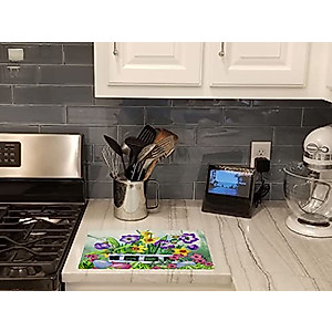 Caroline's Treasures PJC1099LCB Finding Easter Eggs Glass Cutting Board Large Decorative Tempered Glass Kitchen Cutting and Serving Board Large Size Chopping Board