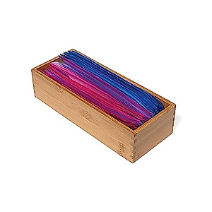 Lipper International Bamboo Utensil Holder Storage Box for Cooking Tools, Makeup, or Office Supplies, 5" x 12" x 3"