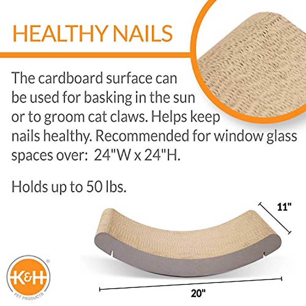 K&H Pet Products EZ Mount Scratcher Kitty Sill Cradle Tan 11” x 20” x 2”