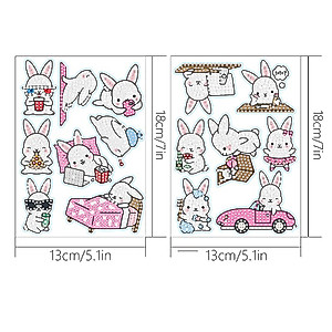 Gldmaoer 5D DIY Diamond Sticker Kids Painting Kit DIY Sticker Digital Diamond Painting Kit 5-12 Years Old Children Boys Girls Art Crafts Set (Bunny Stickers F9)