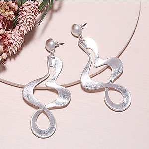 Flowing Water Abstract Metal Frame Bold Statement Drop Earrings for Women