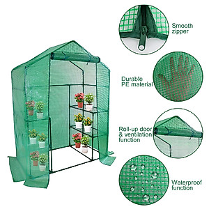 Walk-in Greenhouse Replacement Cover with Roll-Up Zipper Door-56x29x76 Inch PE Plant Gardening Greenhouse Cover for Gardening Plants Cold Frost Protection Wind Rain Proof (Frame NOT Include)