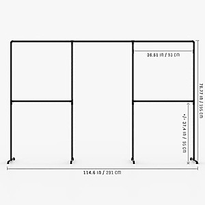 pamo freestanding clothes rail in industrial loft design - LAS III - wardrobe for walk-in closet wall I bedroom clothes rack made of black sturdy tubes