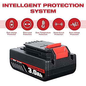 2PACK 3.0Ah 18V/20Vmax PCC680L Li-ion Battery and PCC692L Charger Replace for Porter Cable 18V/20V Battery Compatible with Porter Cable Battery PCC680L, PCC681L, PCC682L, PCC685L, PCC685LP, PCC699L