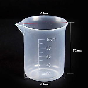YXQ 6pcs 100ml Plastic Beakers Graduated Measuring Cup Labs Liquid Transparent Container