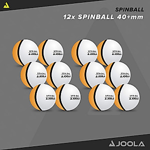 JOOLA Spinball Table Tennis Balls 12 Pack - 40mm Regulation Bulk Ping Pong Balls for Training and Recreational Play - Fun as a Cat Toy - Indoor and Outdoor Compatible- Dual Color Orange and White