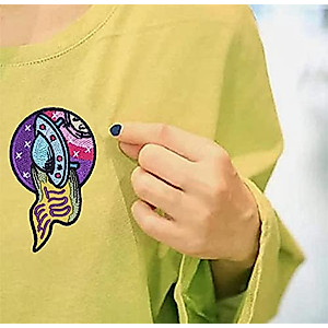I’m Out UFO Patch Applique Cartoon UFO Planet Embroidered Sticker Colorful Iron On/Sew On Patch Badge Clothes Bags Accessories DIY Gift