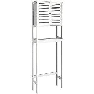 Over The Toilet Storage Cabinet, Bathroom Shelf Over The Toilet, Over Toilet Bathroom Organizer, White Bathroom Cabinet Storage Organizer Toilet Rack Shelf, Freestanding, with Adjustable Shelf