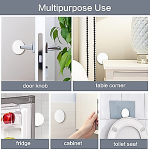 Large Door Knob Wall Protector 3.15“, 6pcs White Door Stopper Wall Protector with Strong Self Adhesive, Soft Silencer Door Bumpers for Home and Office