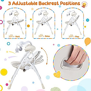 2-in-1 Bouncer & Rocker, Electric Foldable Baby Rocking Chair with Adjustable Backrest, Portable Rocker and Bouncer for Babies Includes Soft Toys
