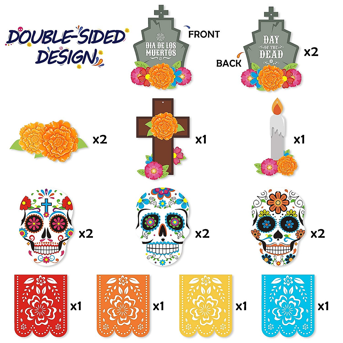 Day of the Dead Hanging Swirl Decorations 30 Ct Día de los Muertos Hanging Ceiling Spirals Decor Sugar Skull Papel Picado Marigold Flowers Cutouts for Mexican Birthday Wedding Halloween Party Supplies