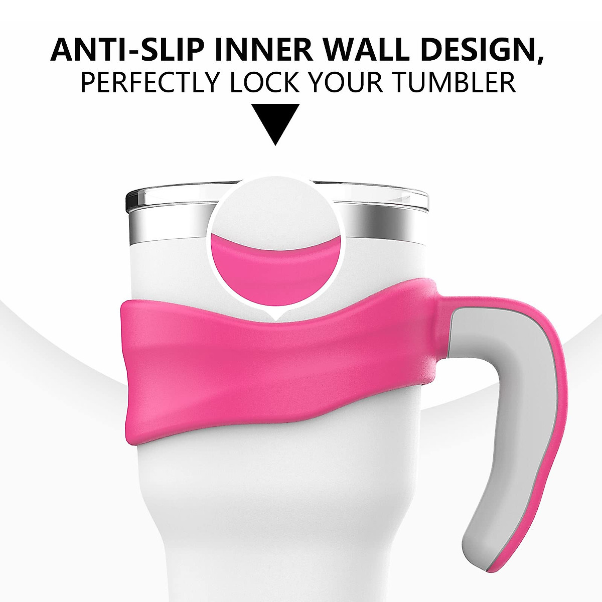 Tumbler Handle Fits for 30 OZ YETI Rambler,Rtic Mug-Previously Design,Sic,OZARK TRAIL & More Tumbler Travel Mug | BPA FREE（Handle Only） (Red)