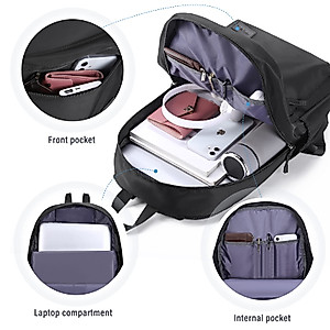 HOMIEE Lightweight Casual Laptop Backpack Fits 15.6 Inch Computer, Water-Resistant Daypack Unisex Bookbag for College Work Travel Gifts, Black