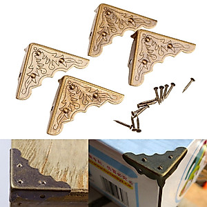 16Pcs Antique Brass Jewelry Box Corner Chest Corner Protector Guard Edge Cover-1.26"x1.26"x0.43"