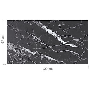 ULUYYUC Table Top,Living Room Tables Kitchen Table Dining Table Suitable Suitable for Kitchen Room,Dining Room,Living Room Black 47.2"x25.6" 0.3" Tempered Glass with Marble Design