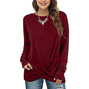 Jescakoo Tunic Shirts For Women To Wear With Leggings Ladies Long Sleeve Tops Xl