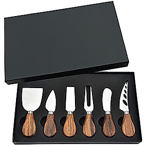 Cheese Knives Set, 6-Piece Stainless Steel Cheese Knife Collection with Cheese Slicer Cheese Cutter Cheese Fork,Cheese Spreading Knife for Charcuterie Boards and Cutlery Gift Set