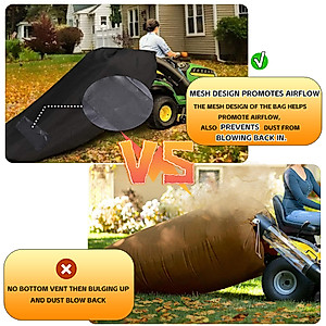Soikier 1680D Anti-Tear Lawn Tractor Leaf Bag, Waterproof Leaf Bag for Riding Lawn Mower with Side Zipper and Mesh for No Dust Blow Back, Fast & Easy Leaf Collection (54 Cu. Ft, 96"×56")