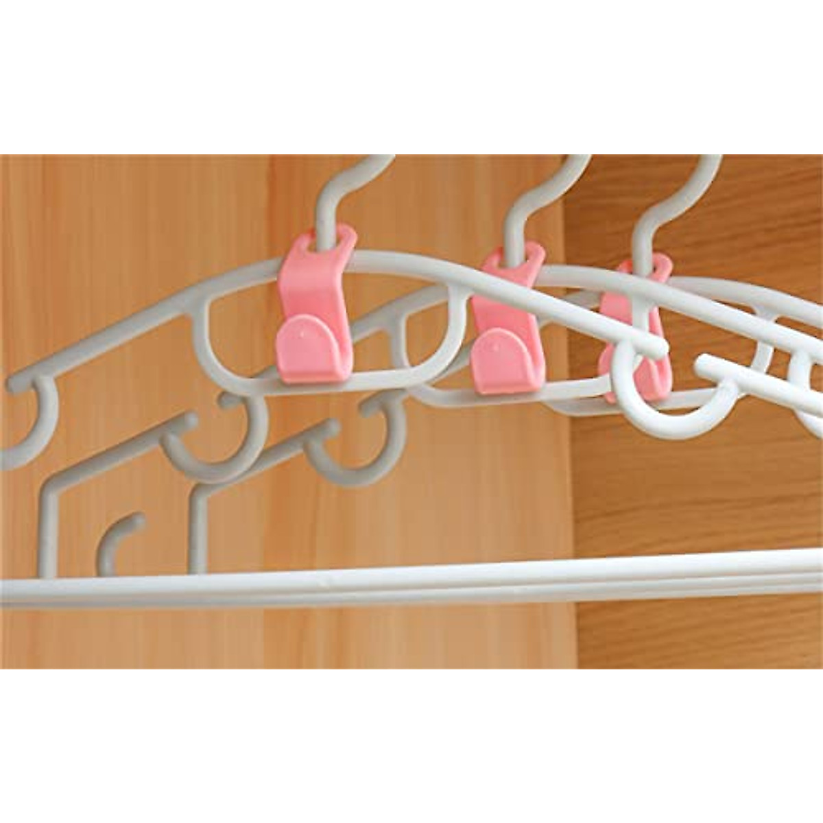 HUAFEI 60 Pcs Clothes Hanger Connector Hooks, Closet Hanger Plastic Hanger Hooks for Closet Space Savers and Family or Clothing Shop Organizer Closets, Pink, 2.16 x 0.79 x 1.2 inches