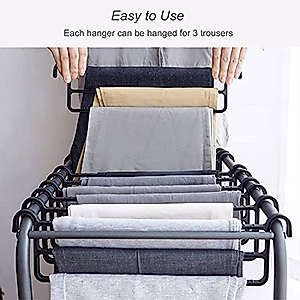 JINCAN Closet Pants Hangers for Women/Men, Home Metal Rolling Trouser Trolley with 10 Hangers, Fall Winter Use, Space Saving