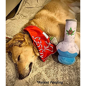 Nestpark Puppy Chiefer 3000 - Funny Dog Toys - Plush Squeaky Weed Dog Toy for Medium, Small and Large - Cute Dog Gifts for Dog Birthday - Cool Stuffed Dog Toys